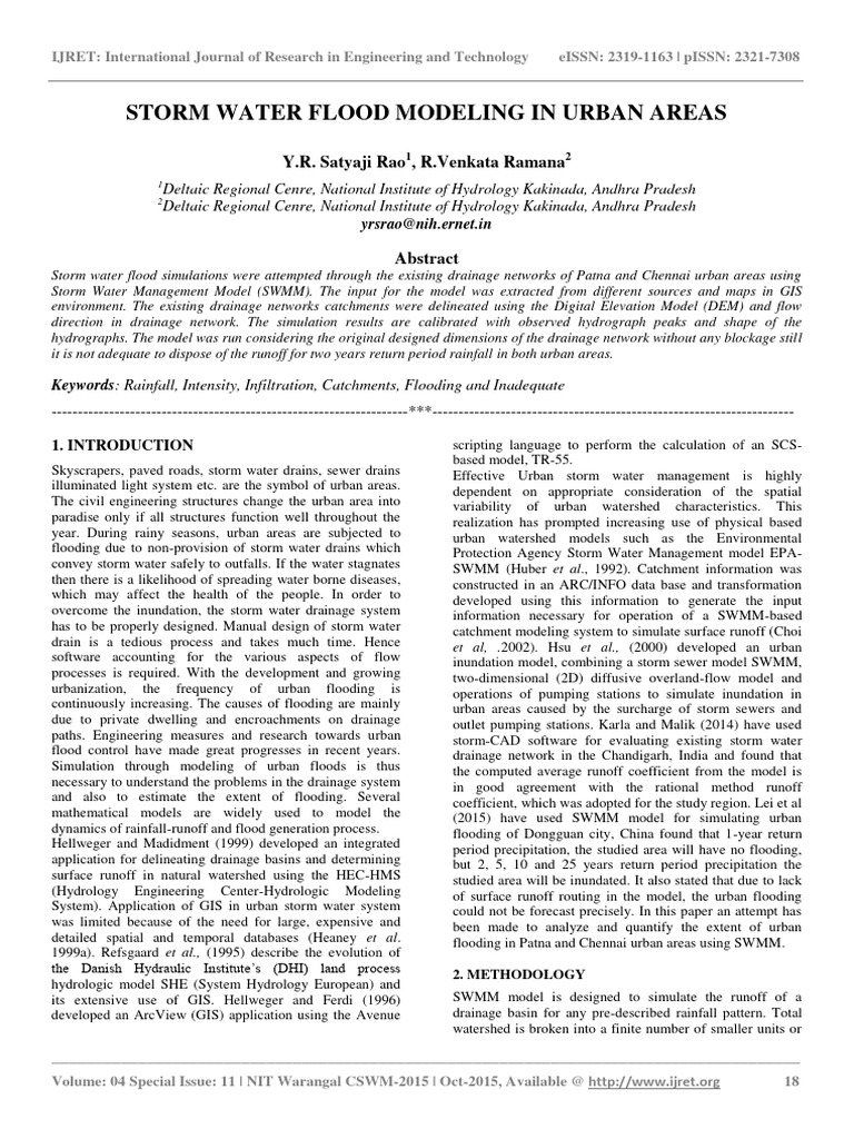 Storm Water Flood Modeling in Urban Area | PDF | Drainage Basin | Flood