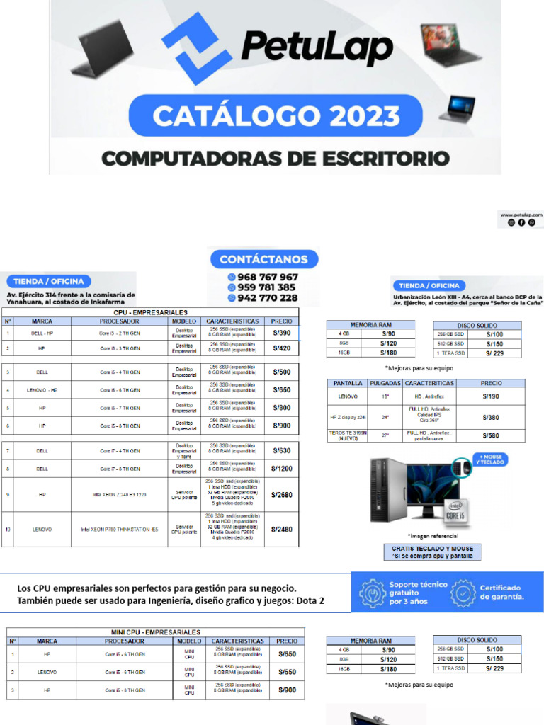 CATÁLOGO PC y COMPUTADORAS DE ESCRITORIO | PDF | Informática