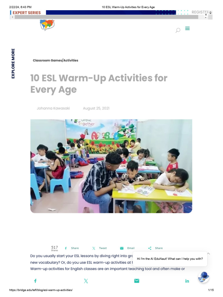 10 ESL Warm-Up Activities For Every Age | Download Free PDF | English ...