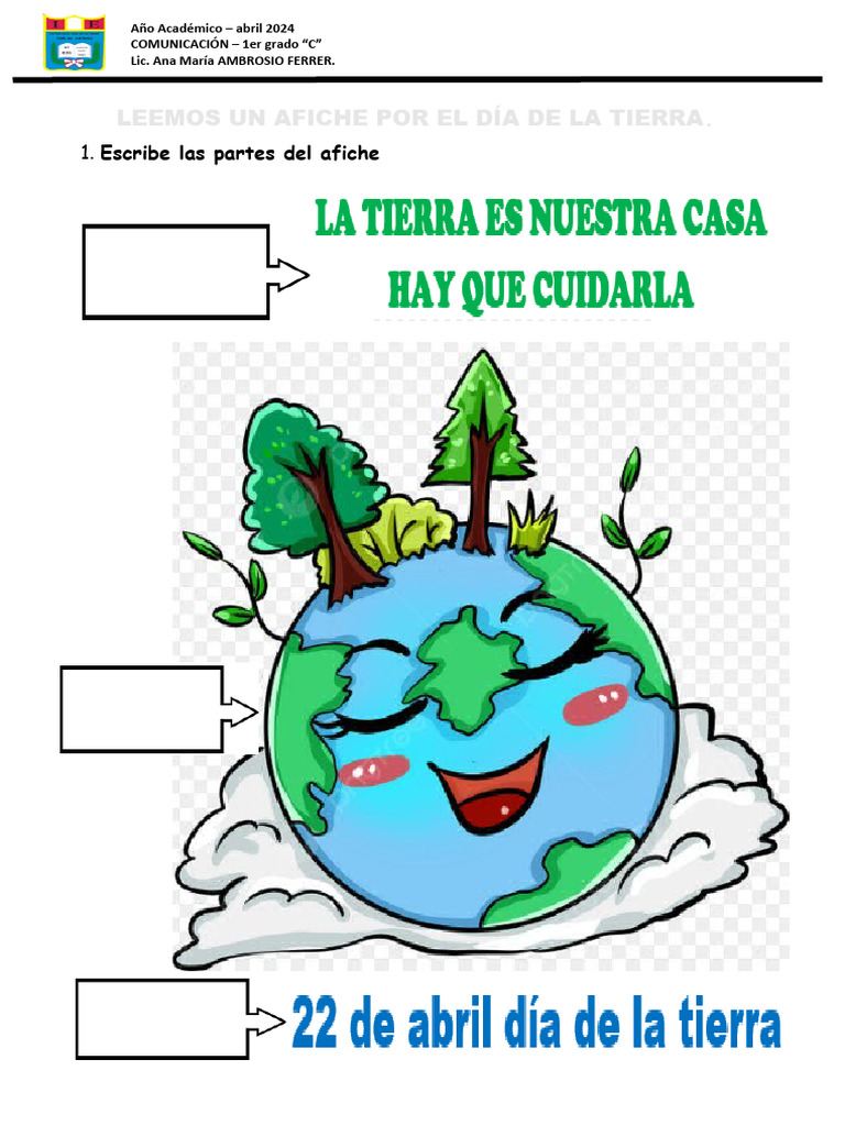 D1 A1 Ficha Com. Leemos Un Afiche Por El Día de La Tierra | PDF