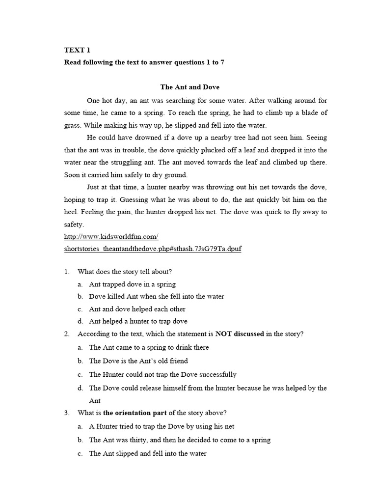 Reading Test Narrative | PDF