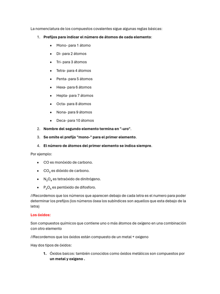 La Nomenclatura de Los Compuestos Covalentes Sigue Algunas Reglas ...