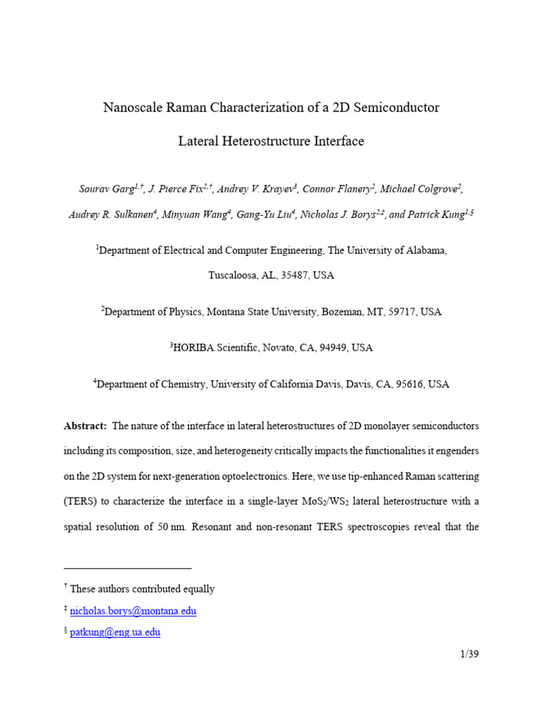 Nanoscale Raman Characterization Of A 2d Semiconductor Lateral