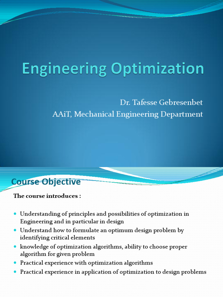 Engineering Optimization Course | PDF | Mathematical Optimization ...