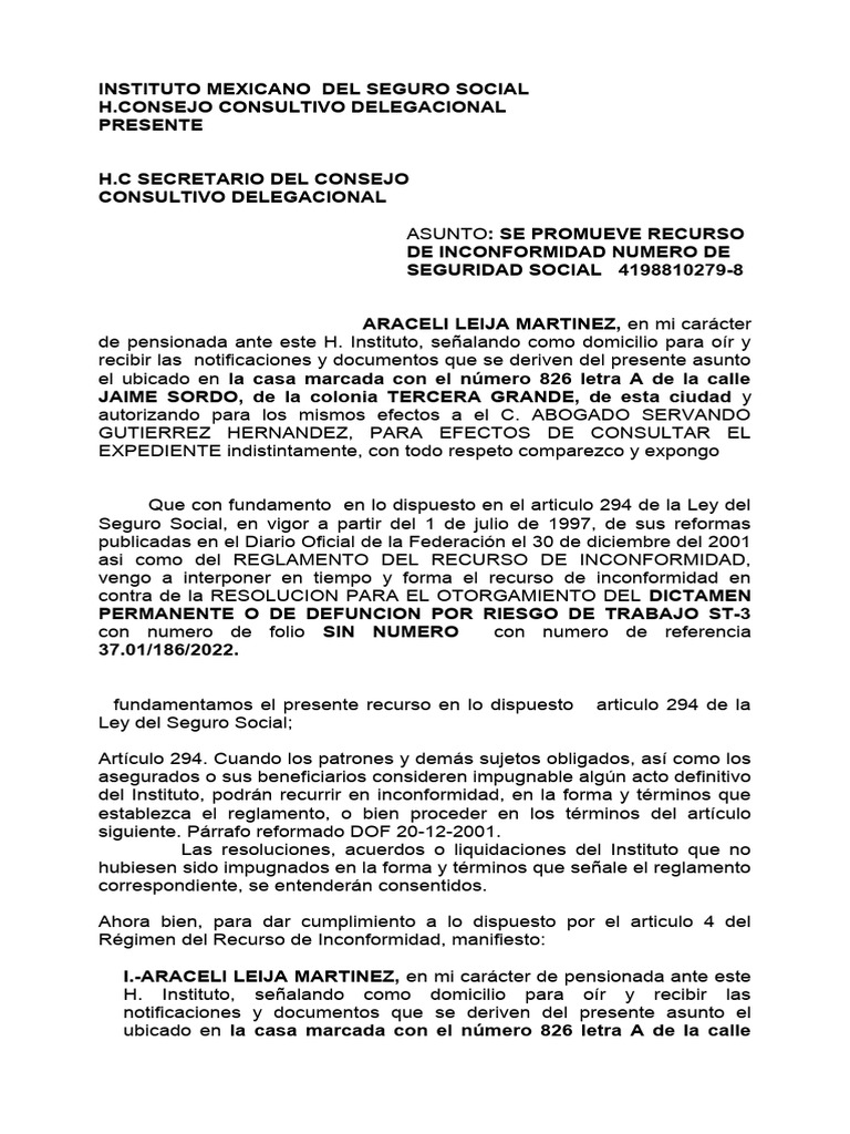 Recurso de Inconformidad | PDF | Gobierno