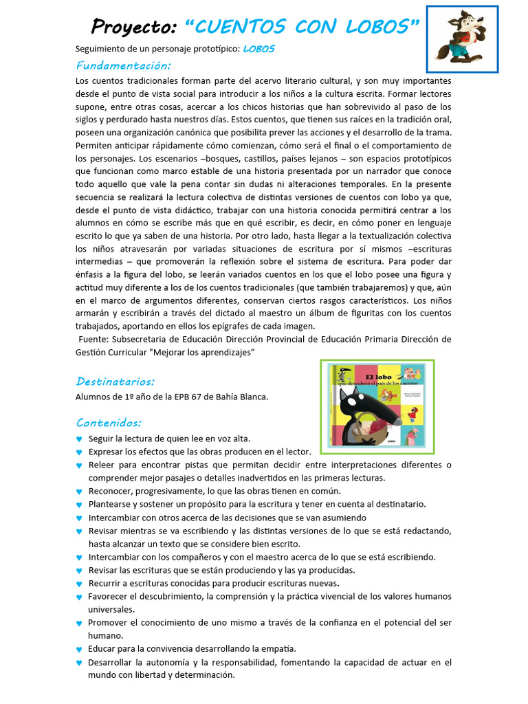 'Proyecto cuentos con lobos' | PDF | Cognición | Comunicación humana