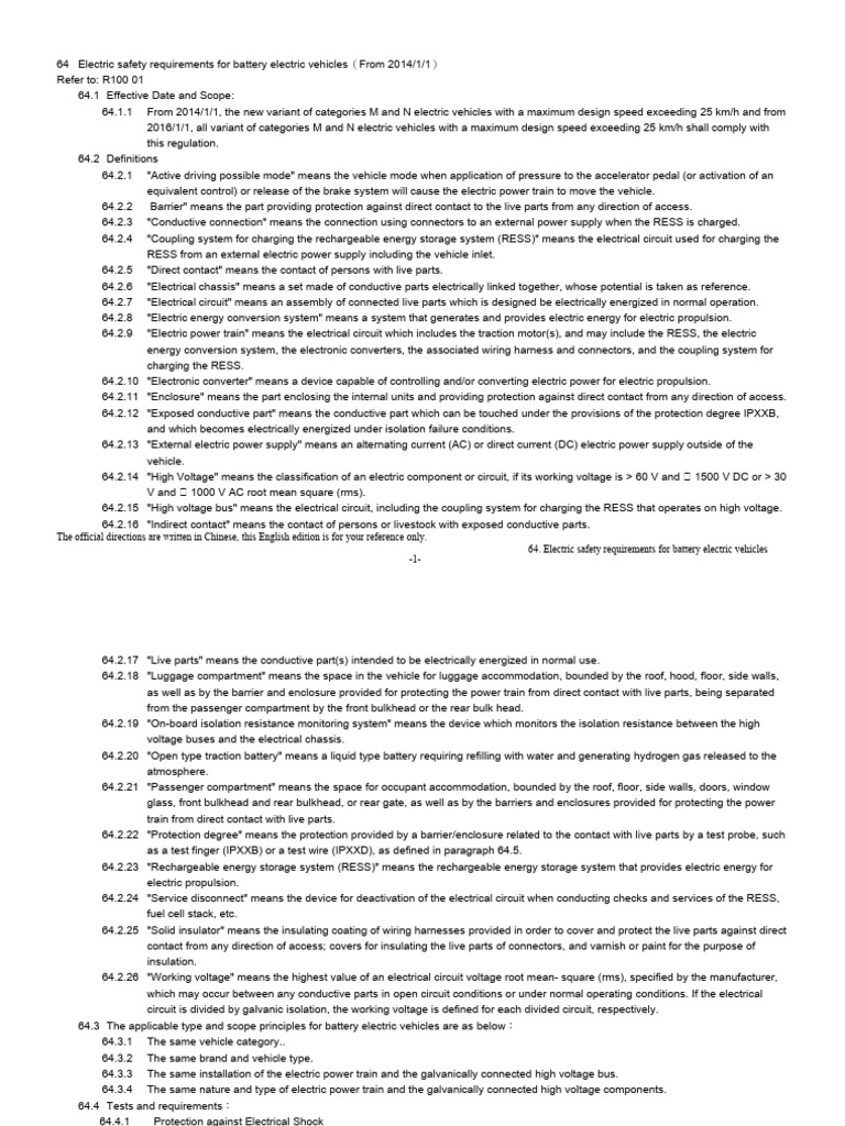 Electric Safety Standards for EVs | PDF | Direct Current | Electrical ...