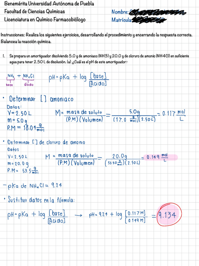 Ejercicios de Buffer | PDF | Ph | Química Física