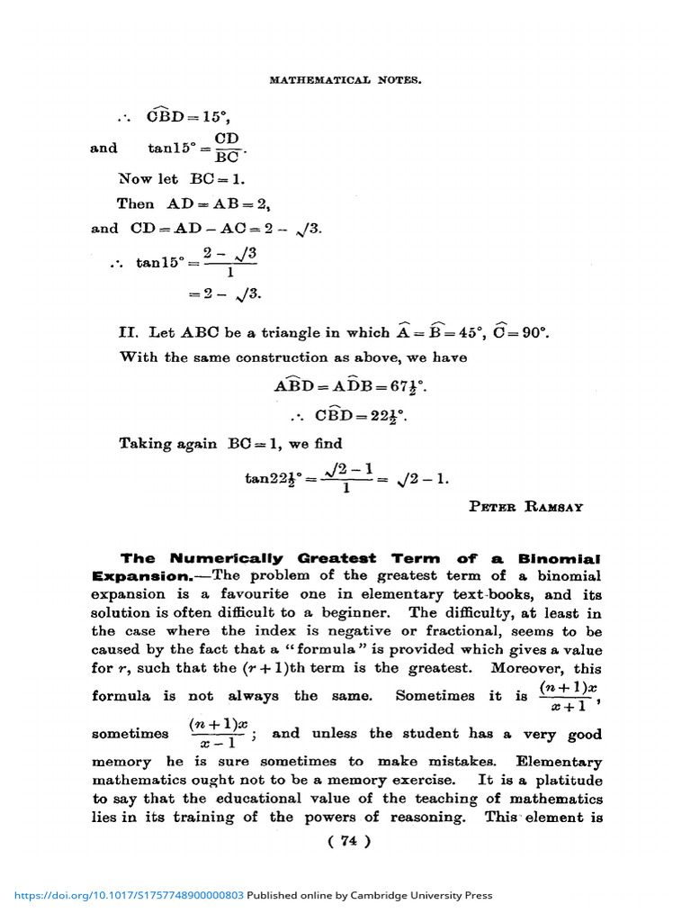 Greatest Term in Binomial Expansion | PDF | Mathematics | Mathematical ...