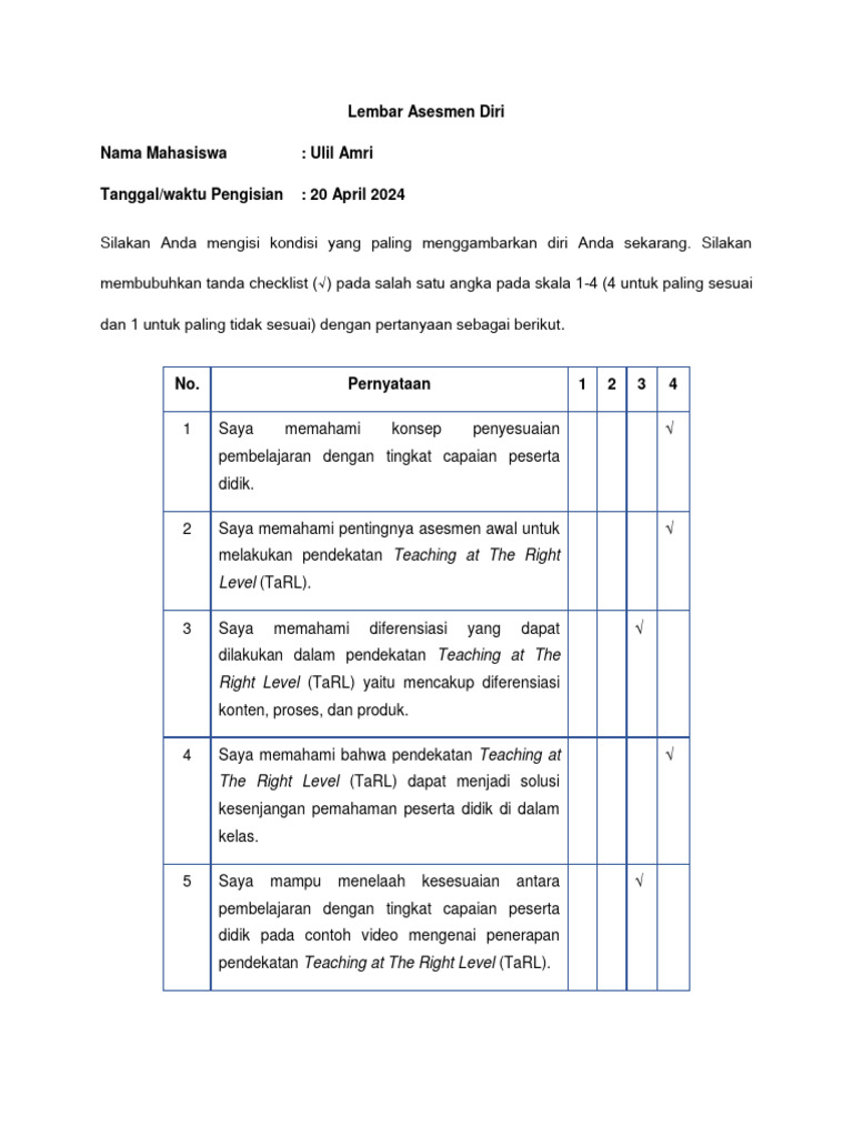 Topik 3 Ekplorasi Konsep Lembar Asesmen Diri Ulil_Amri | PDF