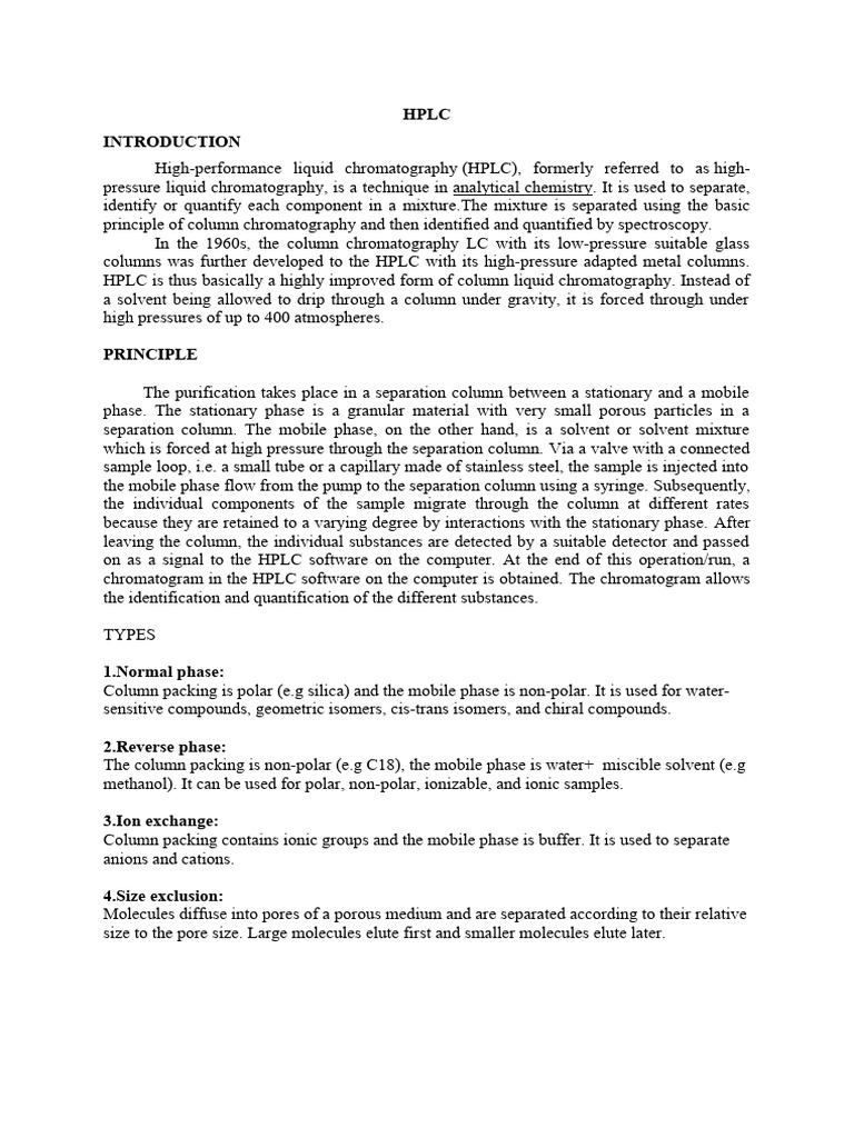 HPLC | PDF | High Performance Liquid Chromatography | Chromatography