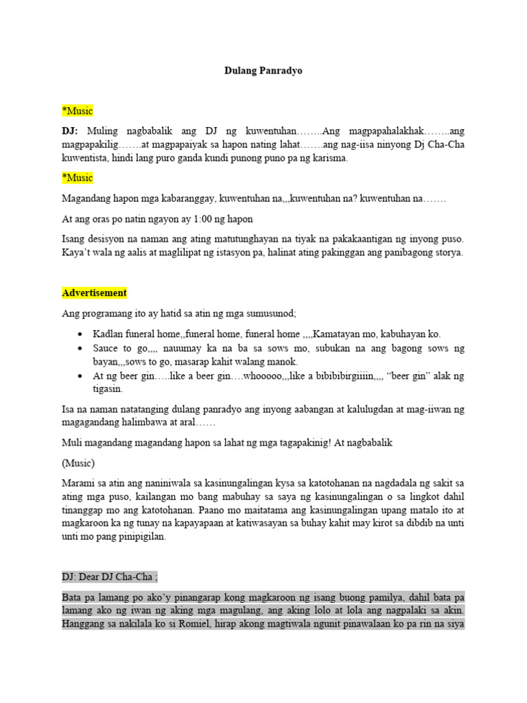 Dulang Panradyo | PDF