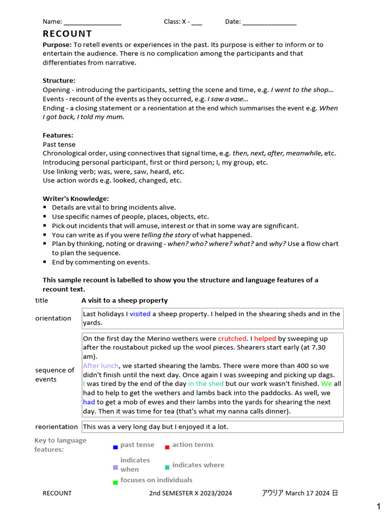 7 Personal Recount | PDF | Sheep | Linguistics