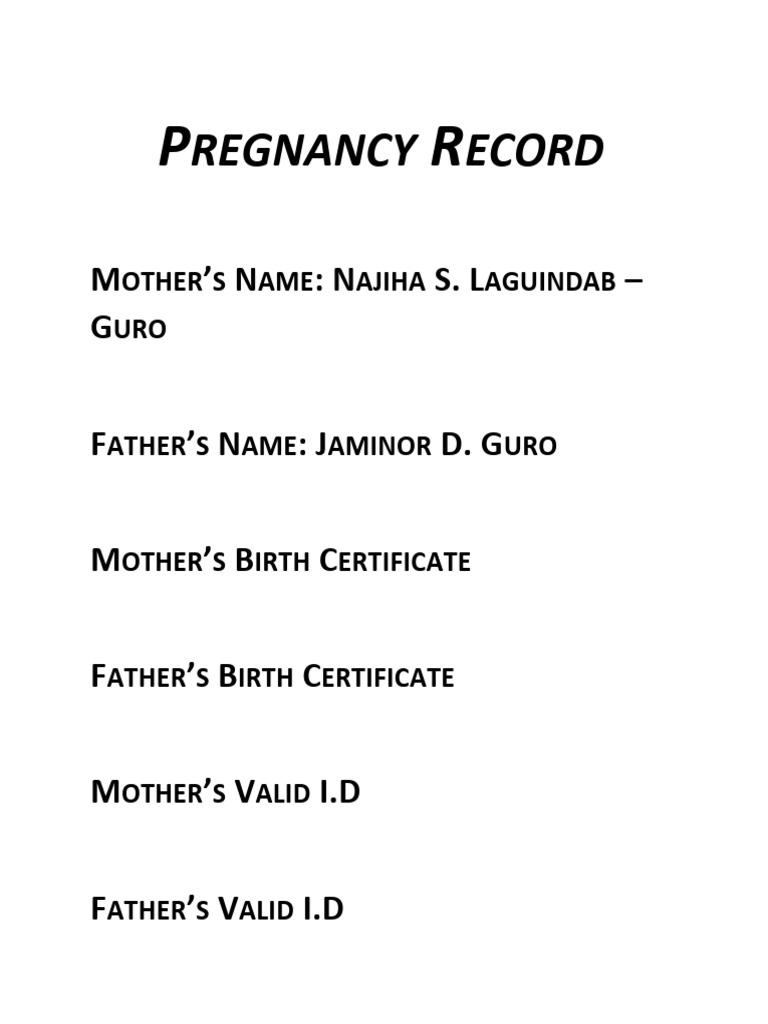 Pregnancy Record | PDF | Wellness