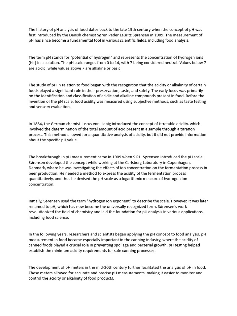 History of PH Analysis | Download Free PDF | Ph | Analytical Chemistry