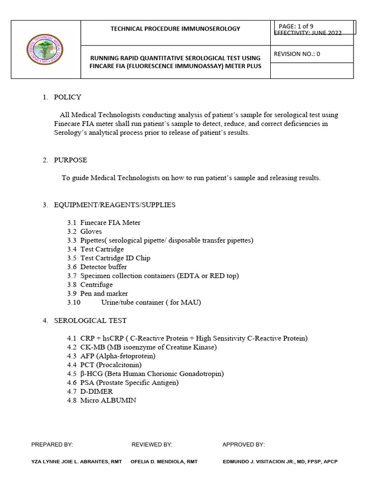 Finecare Procedure | PDF | Immunoassay | Serology