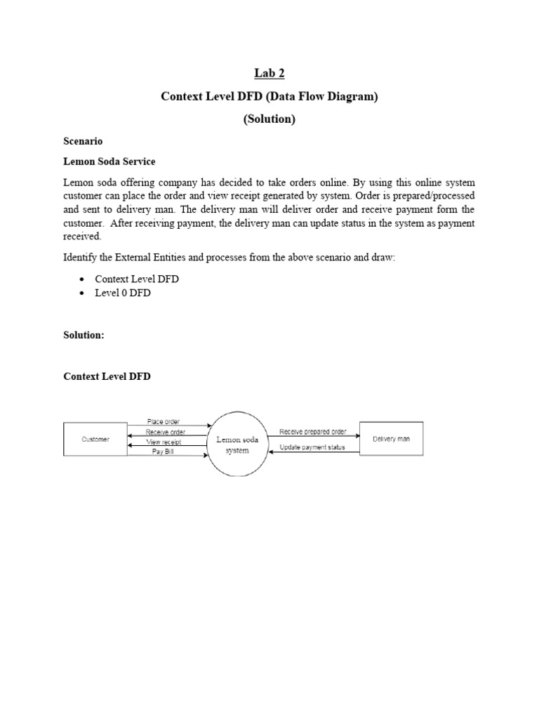 Lab 2-Context Level DFD (Data Flow Diagram) - Solution | PDF | Computers