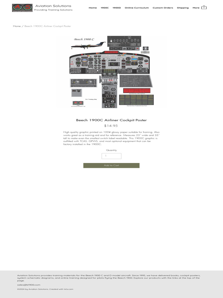 Beech 1900C Airliner Cockpit Poster Aviation Solutions | PDF