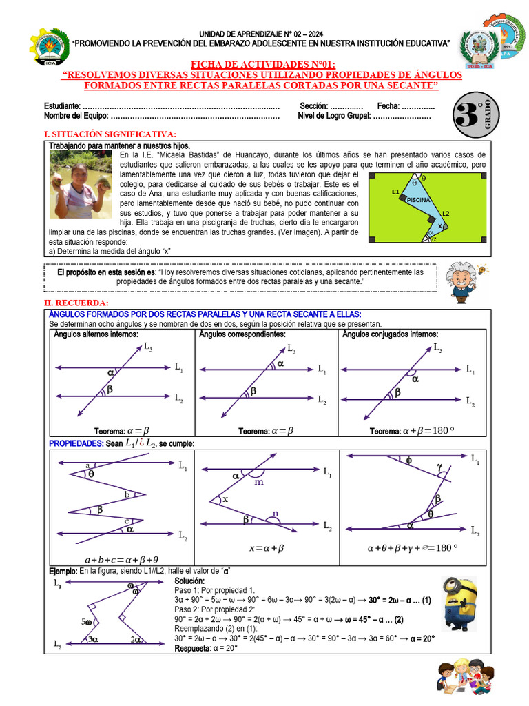 Propiedades de ángulos entre paralelas | PDF | Ángulo | Geometria clasica