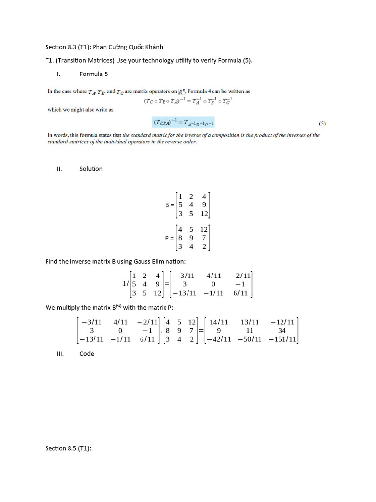 Section 8.3 (T1) - Section 8.5 (T1) | PDF | Eigenvalues And ...