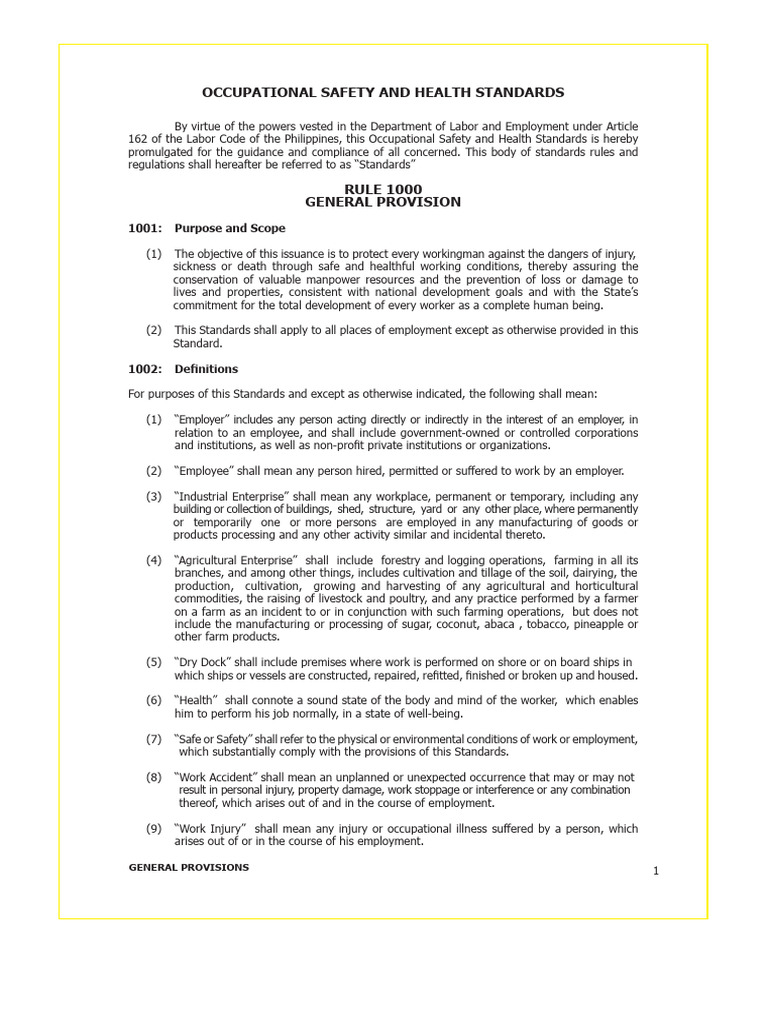OSH Standards 2017 12 15 | Download Free PDF | Occupational Safety And ...