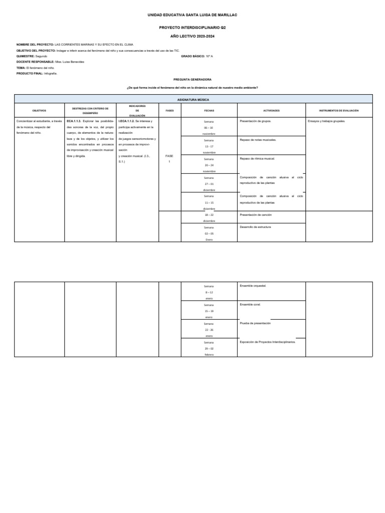 10 EGB Proyecto Integrador | Descargar gratis PDF | Musicología
