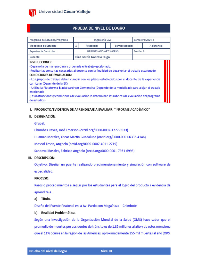 S3 Prueba Nivel de Logro G7 | PDF | Puente | Peatonal