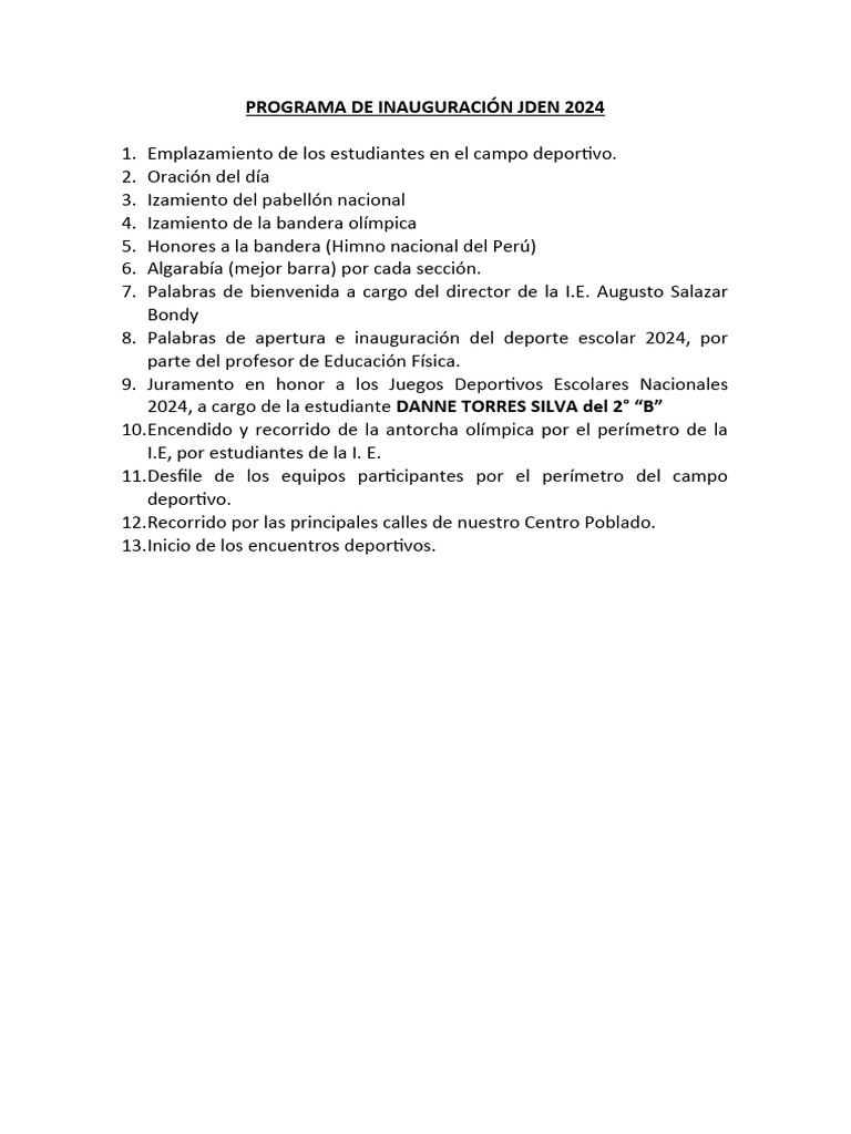 Programa de Inauguración | PDF