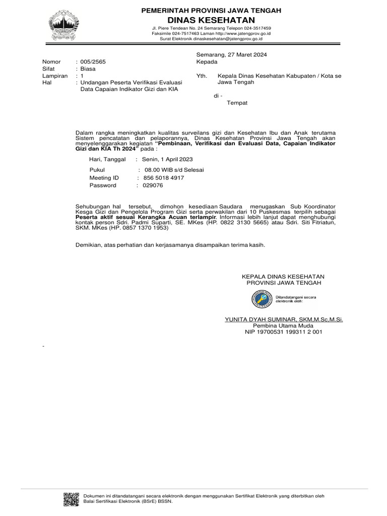 Undangan Verifikasi Data Gizi KIA 2024 | PDF