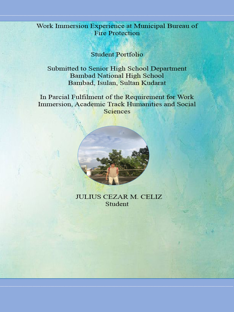 Work Immersion Experience at Municipal Bureau o | Download Free PDF ...