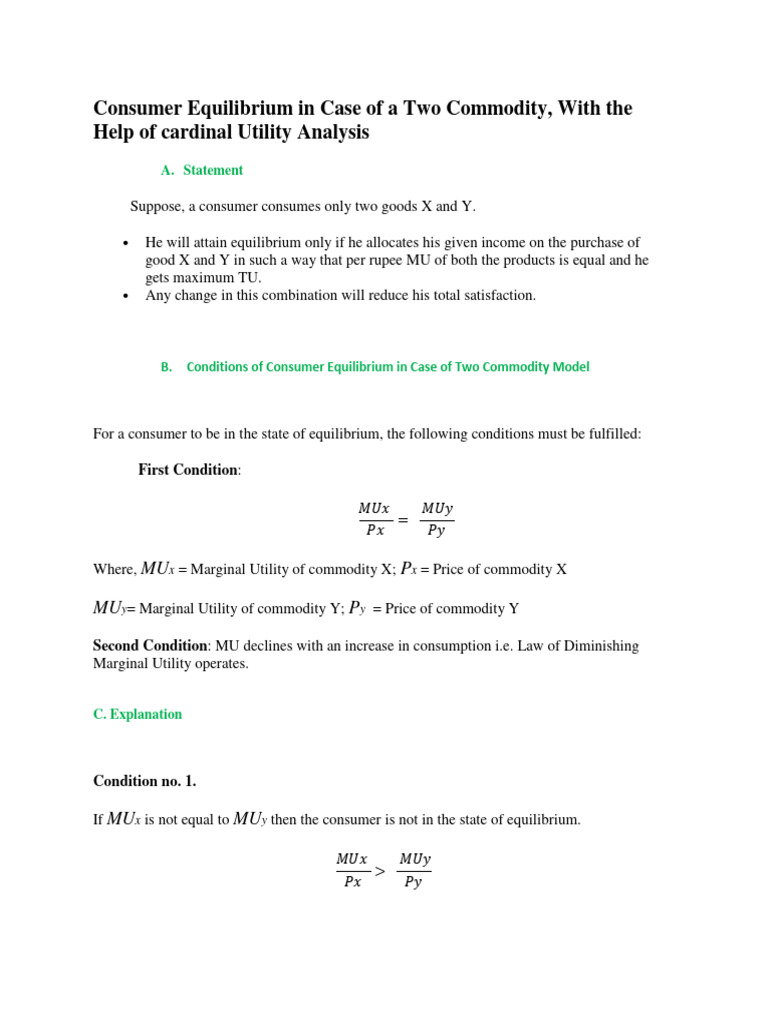 Consumer's Equilibrium in Case of Two Commodities | PDF | Utility ...