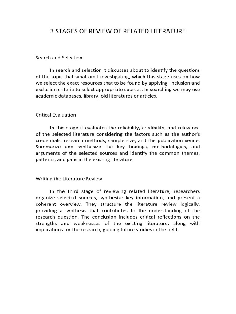 3 Stages of Review of Related Literature | PDF | Career & Growth ...