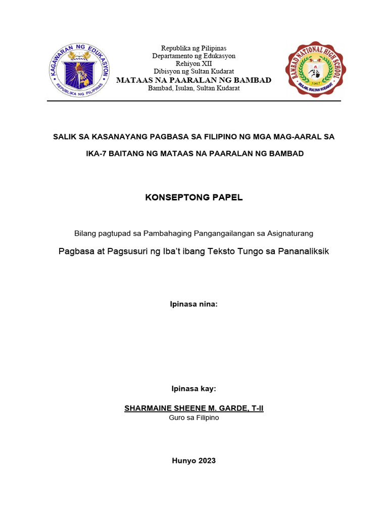 Halimbawa NG Konseptong Papel G11 | PDF