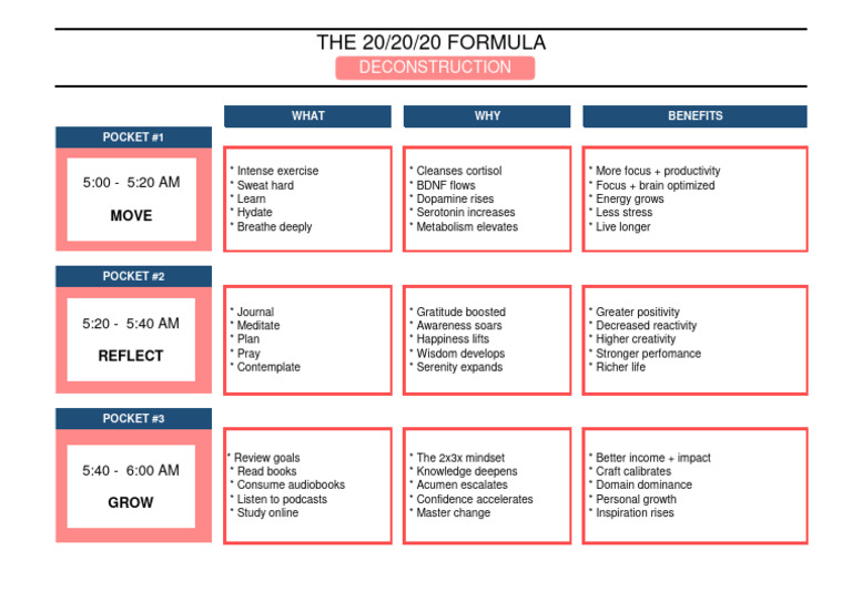 20/20/20 Morning Routine Guide | PDF