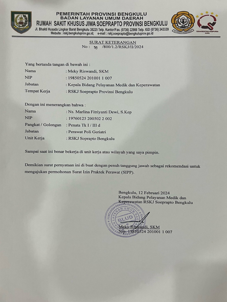 surat ket mbak Lina | PDF