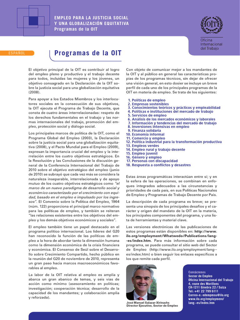 Programa de La OIT | PDF | Empleo | Organización Internacional del Trabajo