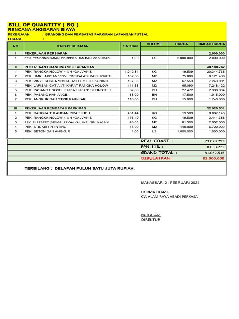 Rab Lapangan Futsal 21 Februari 2024 | PDF