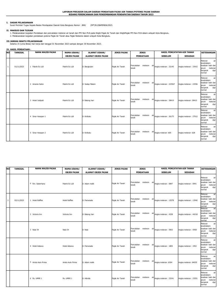 LAPORAN PENDATAAN Hasil Kegiatan | PDF