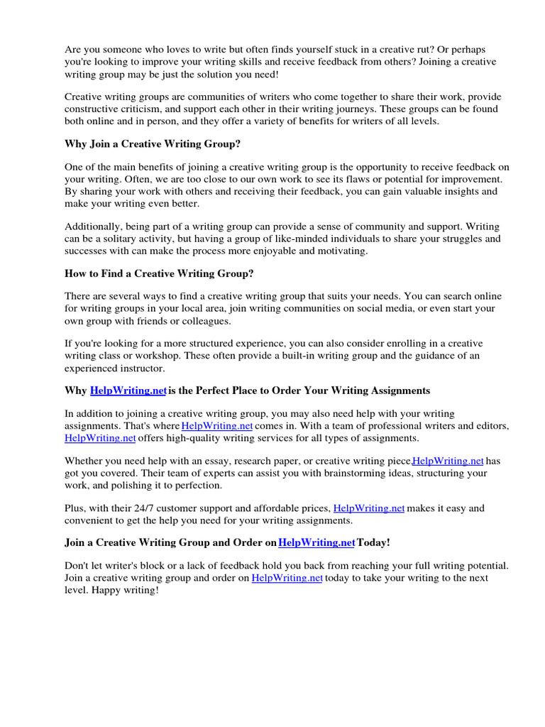Creative Writing Groups | PDF | Senses | Creative Writing