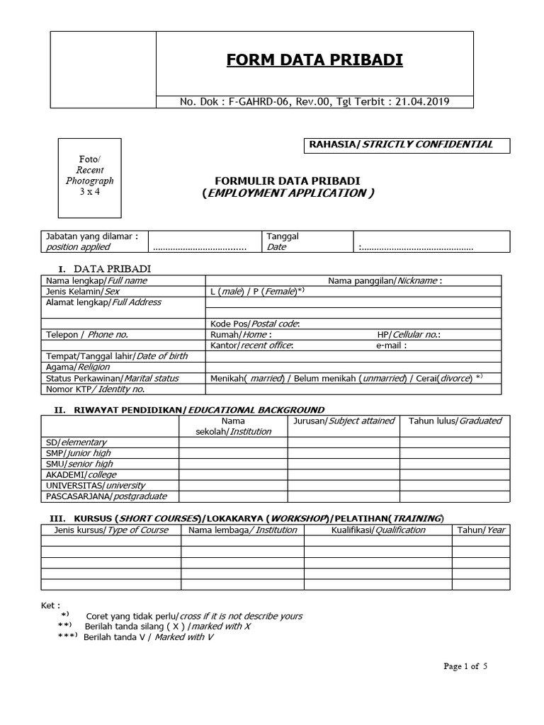 F-GAHRD-06 Form Data Pribadi | PDF | Karier & Perkembangan