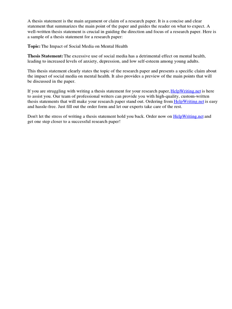 Sample Thesis Statement For Research Paper | PDF | Essays | Thesis