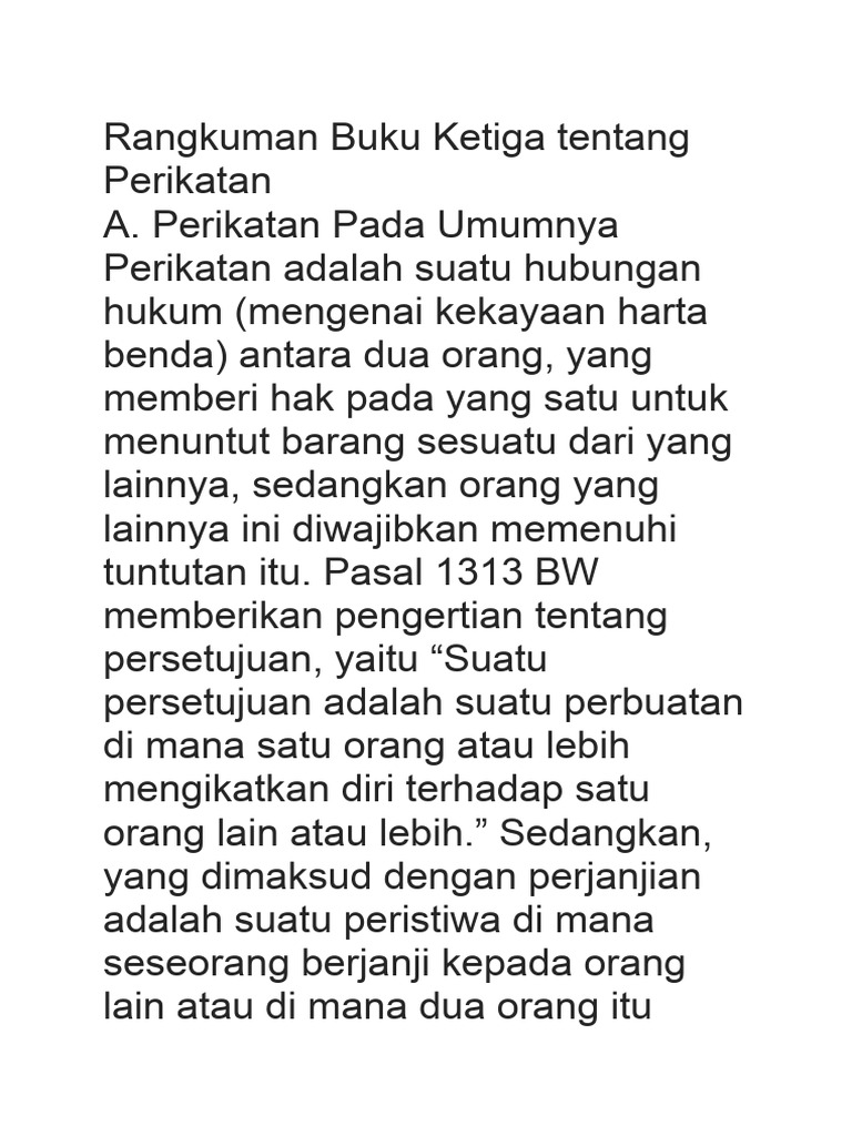 Pengertian dan Jenis Perikatan Hukum | PDF
