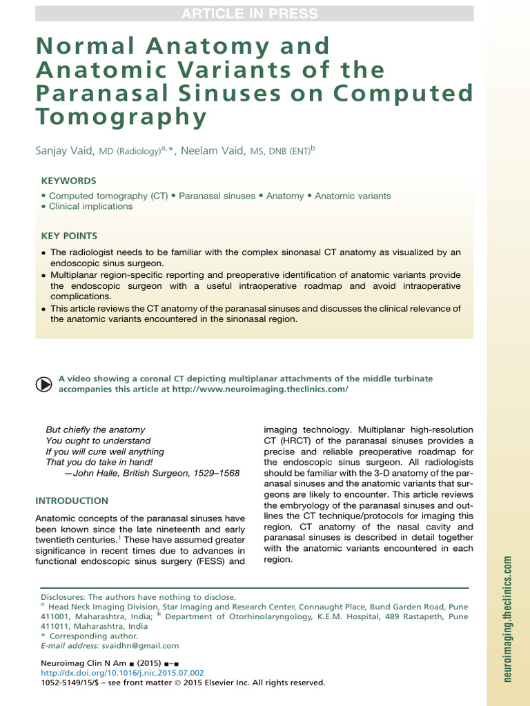 Normal Anatomy and Anatomic | PDF | Human Nose | Human Anatomy