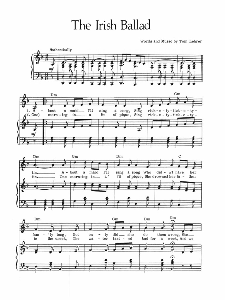 Complete Score - The Irish Ballad (Lehrer) | PDF