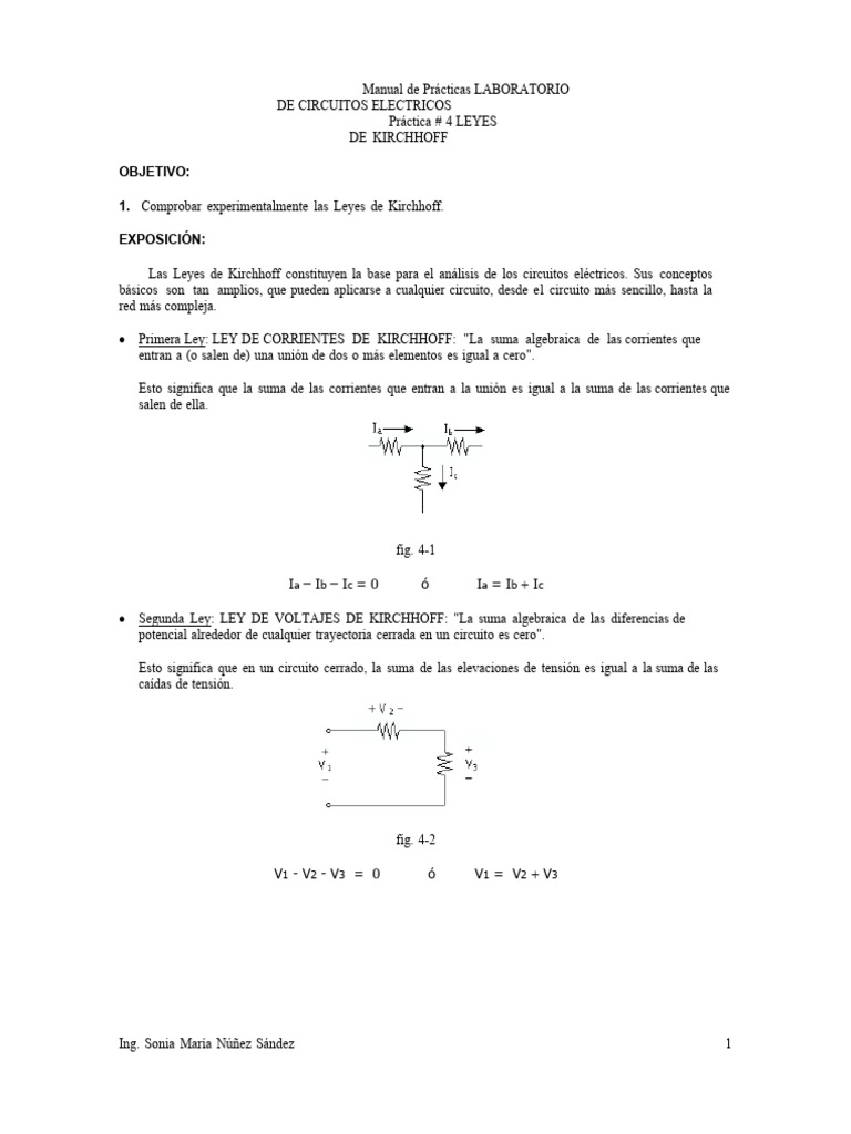 Practica4-Leyes de Kirchhoff | PDF | Red eléctrica | voltaje