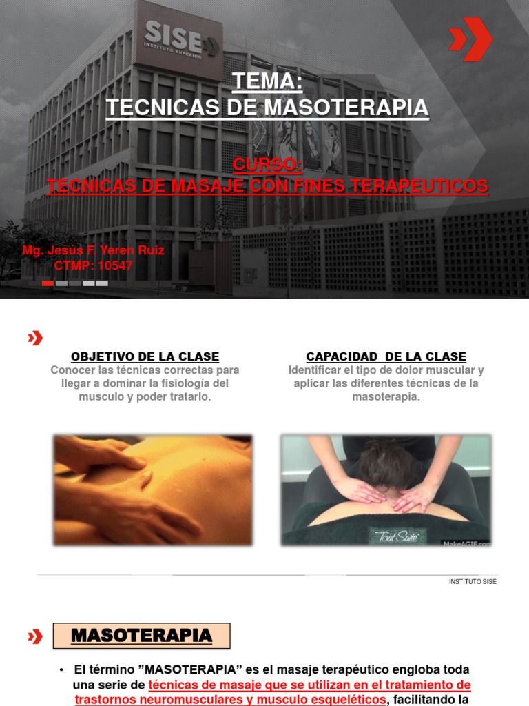6 Clase - Tecnicas de Masoterapia | PDF | Masaje | Músculo