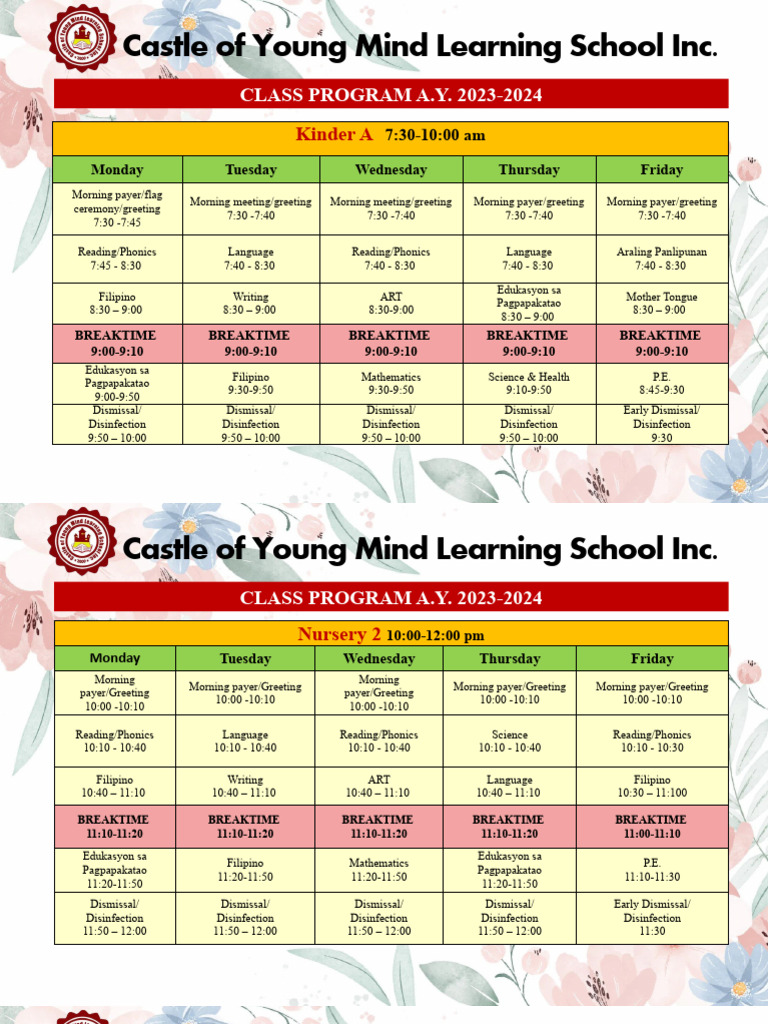 Class Program 2023-2024 | PDF Class Program 2023-2024 | PDF