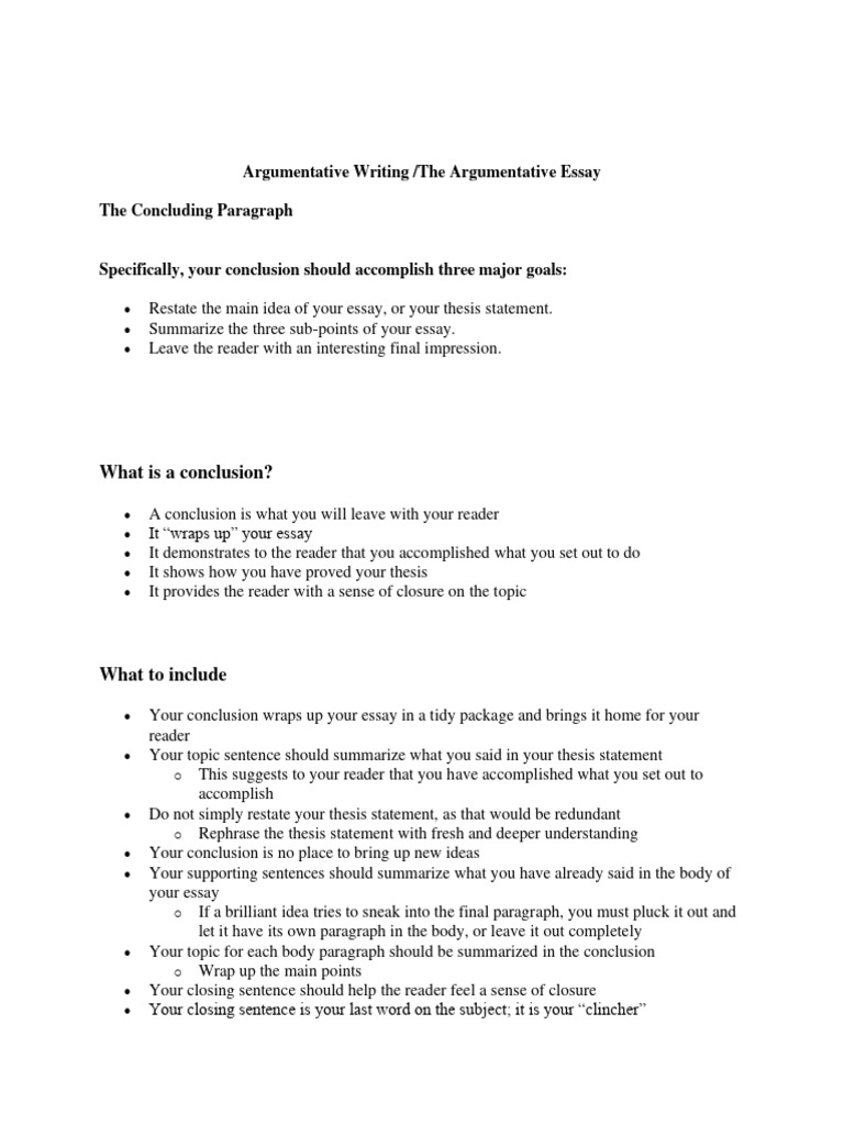 Argumentative Writing - Concluding Paragraph | PDF | Essays | Violence