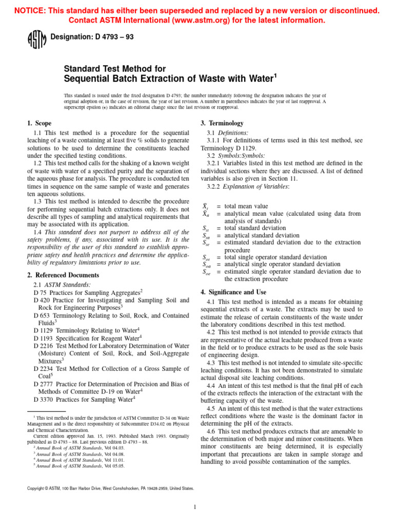 D 4793 - 93 - Rdq3otmtotm | PDF | Filtration | Analytical Chemistry