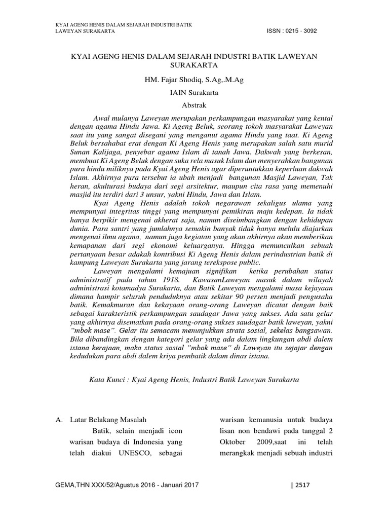 ID Kyai Ageng Henis Dalam Sejarah Industri | PDF